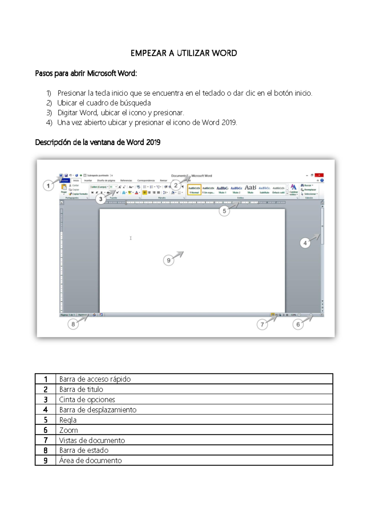 Inicio WORD - PASO A PASO - EMPEZAR A UTILIZAR WORD Pasos para abrir ...