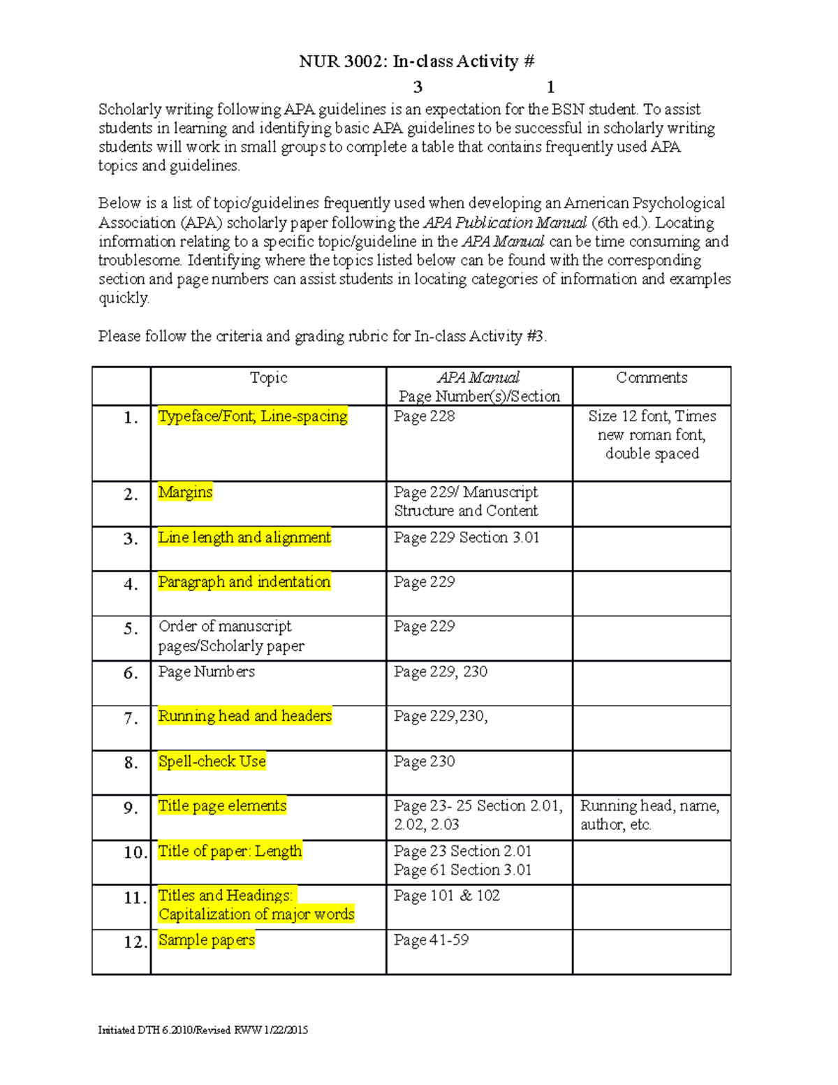 APA Table - patten - 3 1 Scholarly writing following APA guidelines is ...