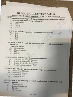 Blood-module-2015 - Blood Module Past Papers - Studocu