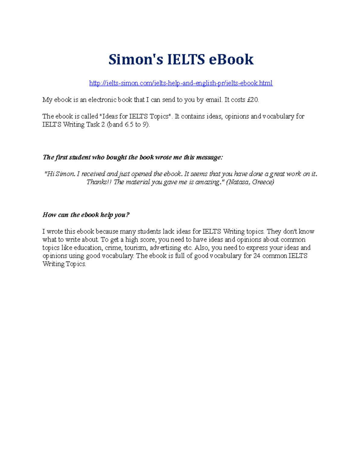 Ideas for Ielts Writing Task2 (Simon Teacher) - Simon's IELTS eBook ...