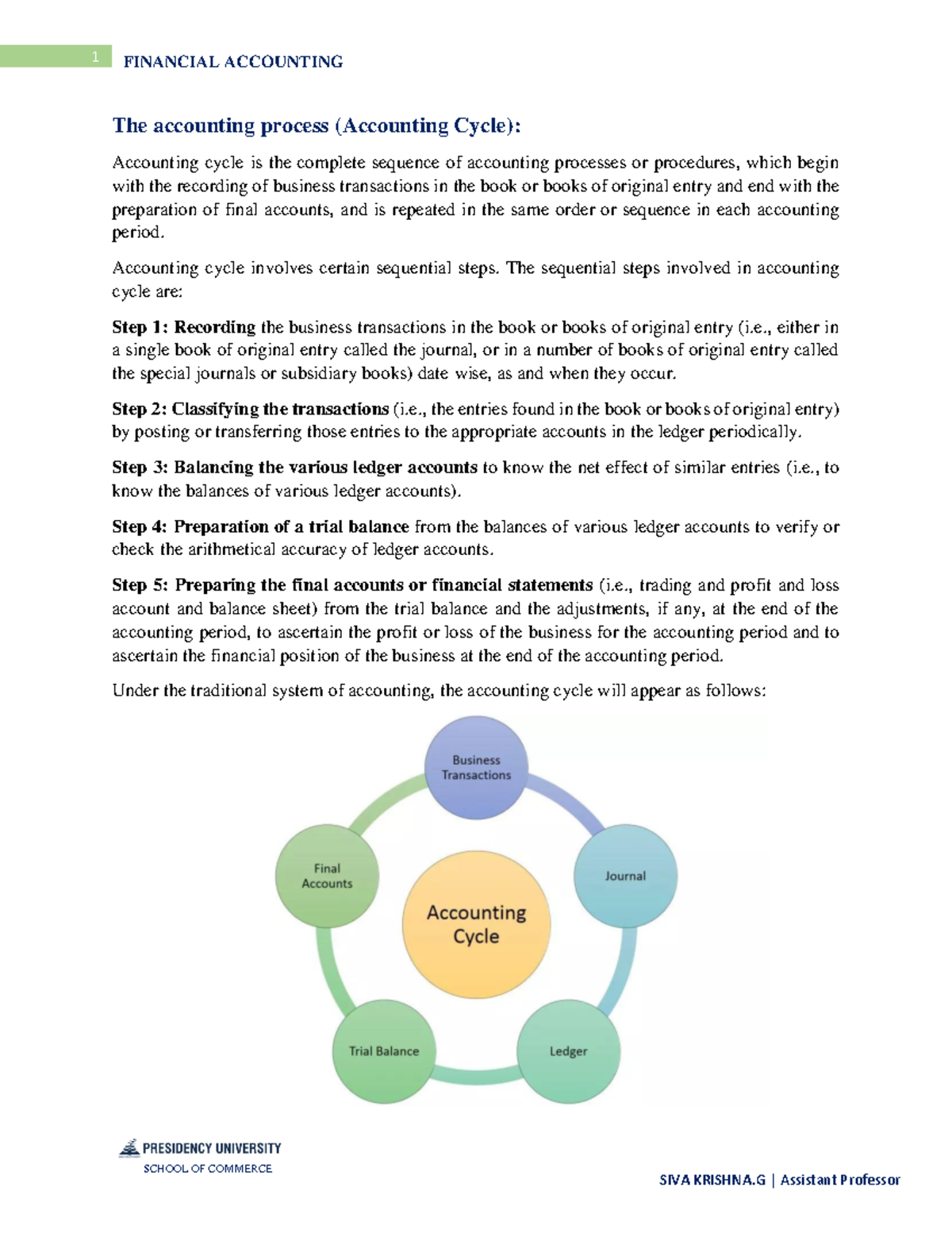 FA Module -2 - SCHOOL OF COMMERCE The accounting process (Accounting ...