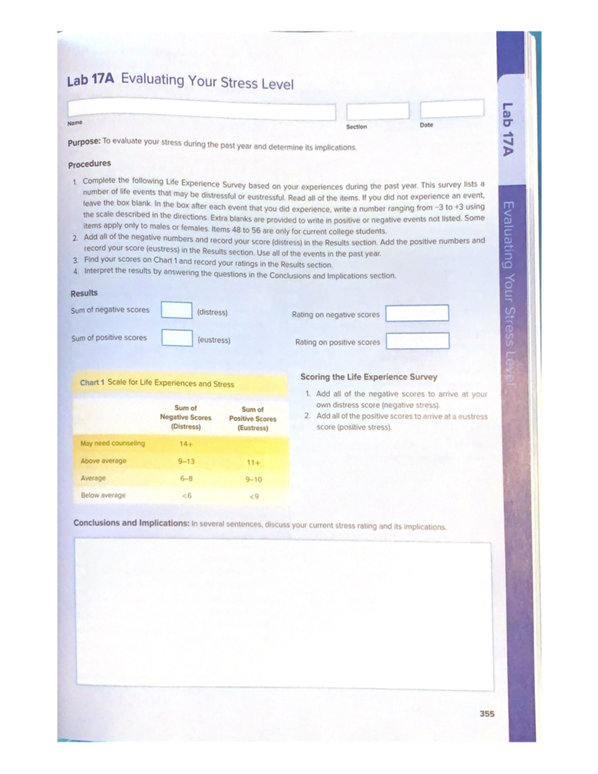Lab 17A Evaluating Your Stress Level - KHS 135 - Studocu