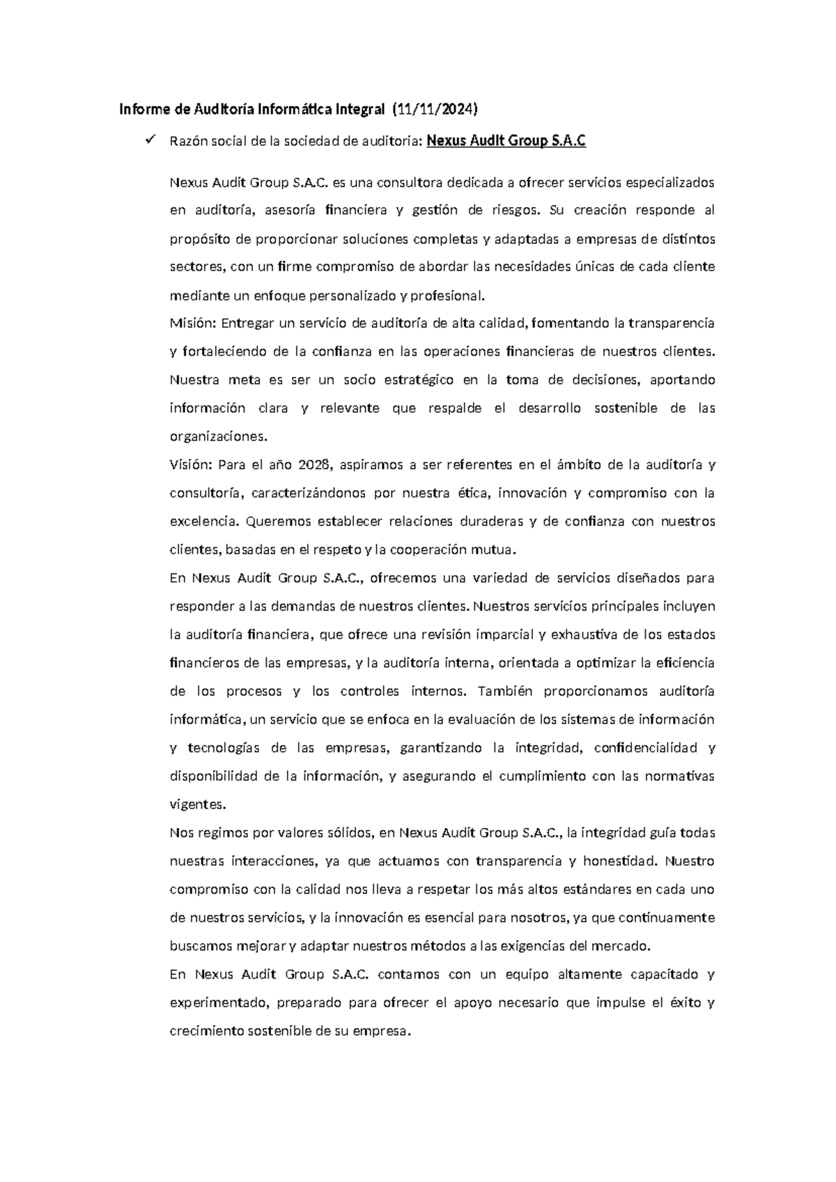 Informe- Auditoria Informatica LH - Informe de Auditoría Informática ...