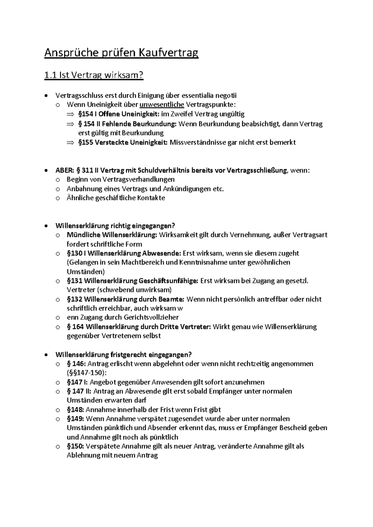 Wi Re Anspruchsprüfung ALLE Paragraphen - Ansprüche prüfen Kaufvertrag ...