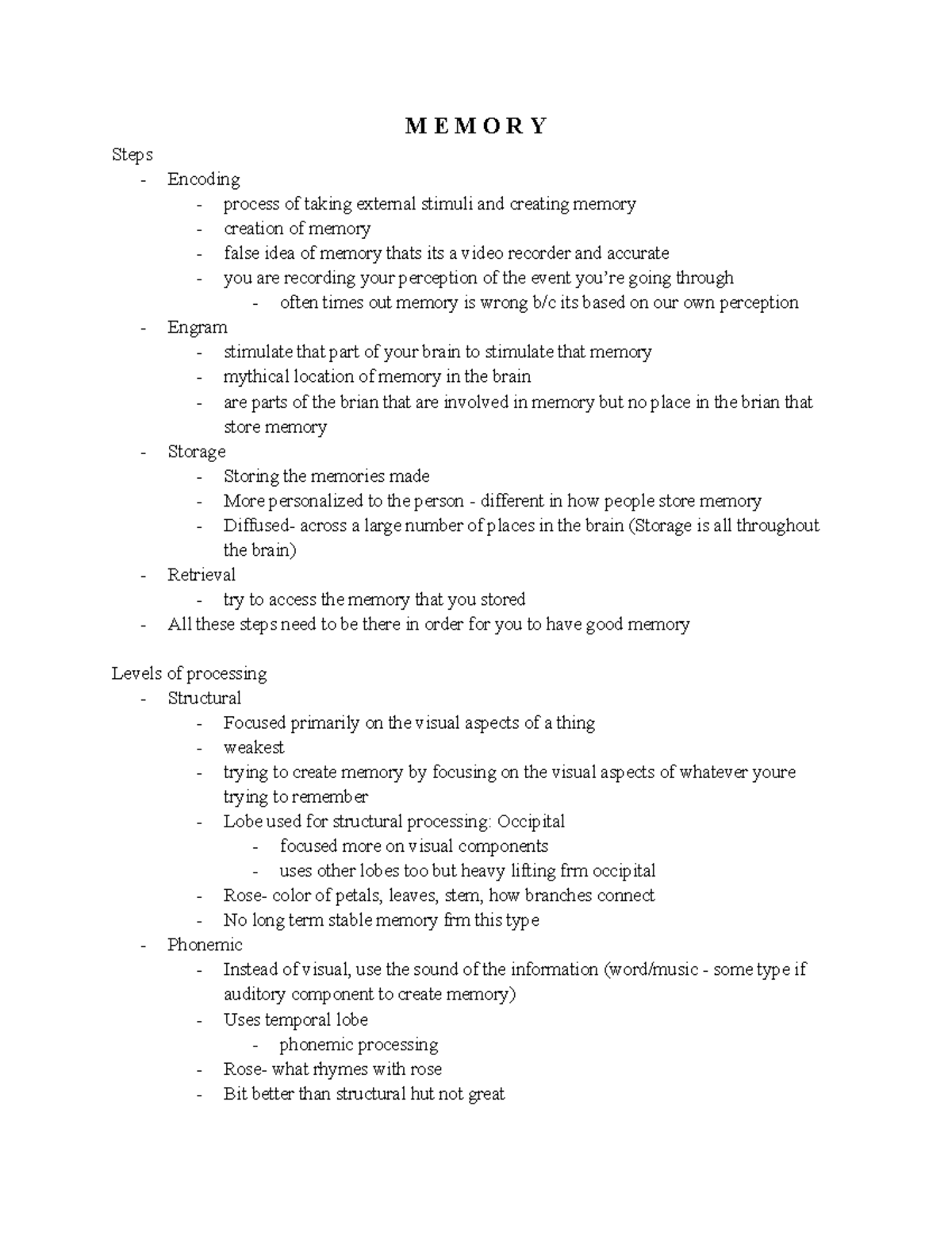 [memory] all notes together - not overview - M E M O R Y Steps ...