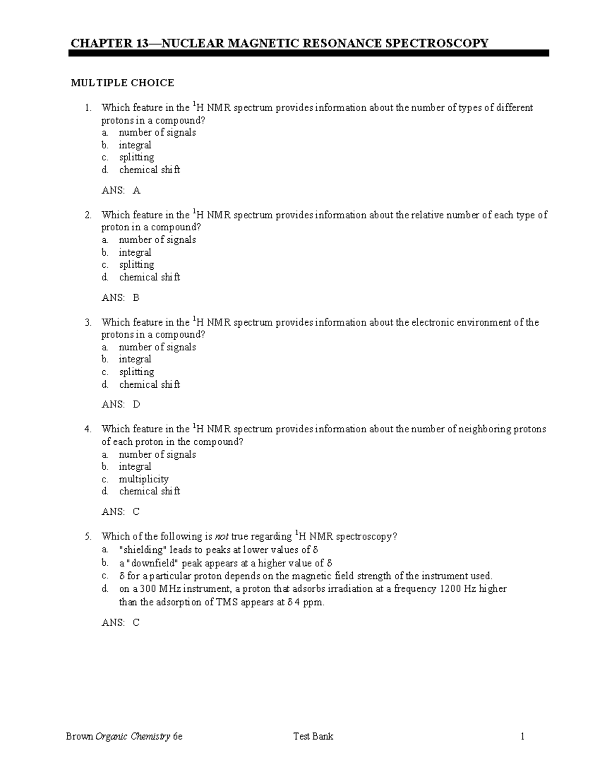 [CH13] NMR - practice material - CHAPTER 13—NUCLEAR MAGNETIC RESONANCE ...
