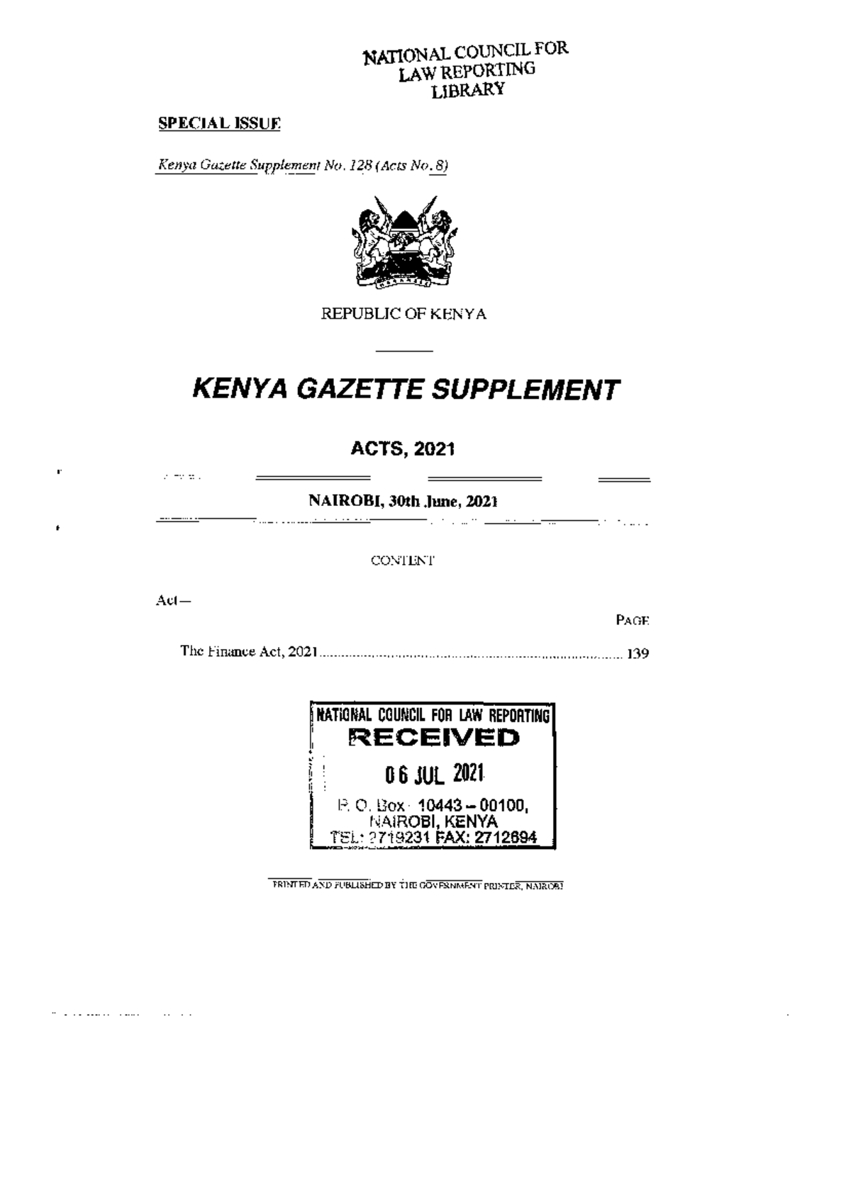 The Finance Act No 2023 - NATIONAL COUNCIL FOR LAW REPORTING LIBRARY ...