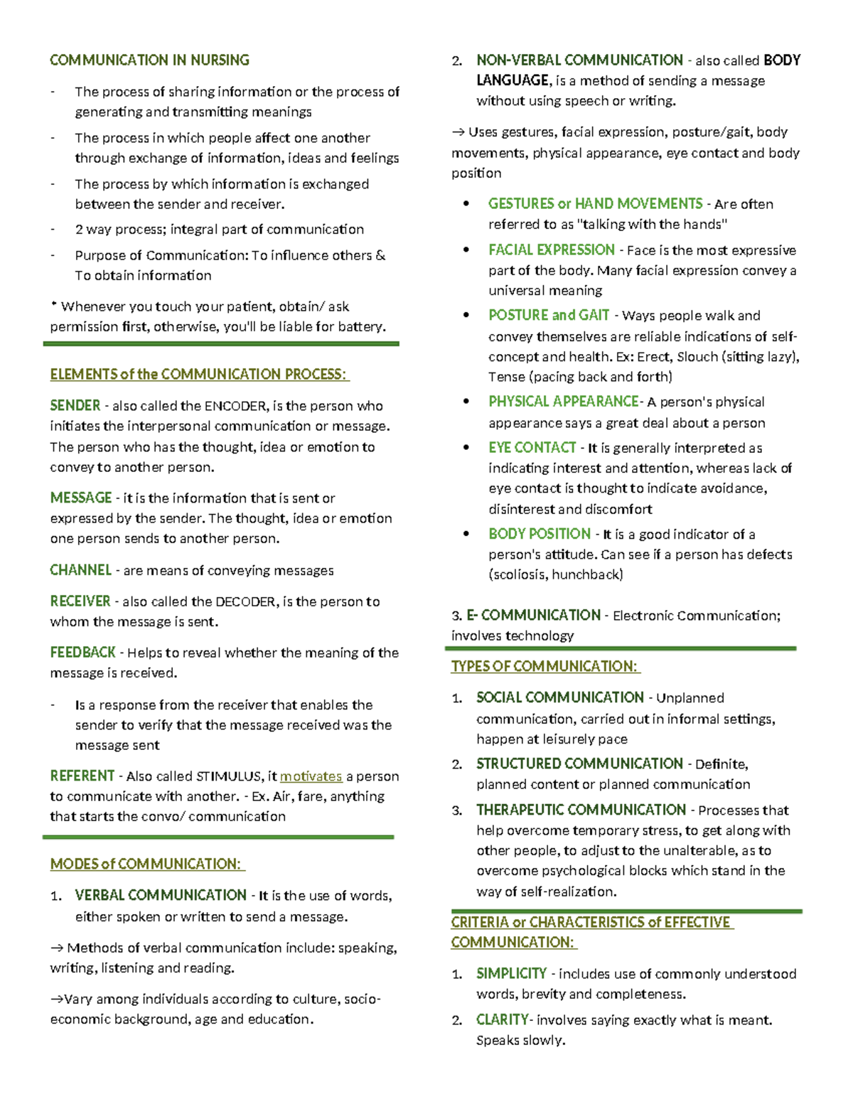 Communication IN Nursing - COMMUNICATION IN NURSING The process of ...