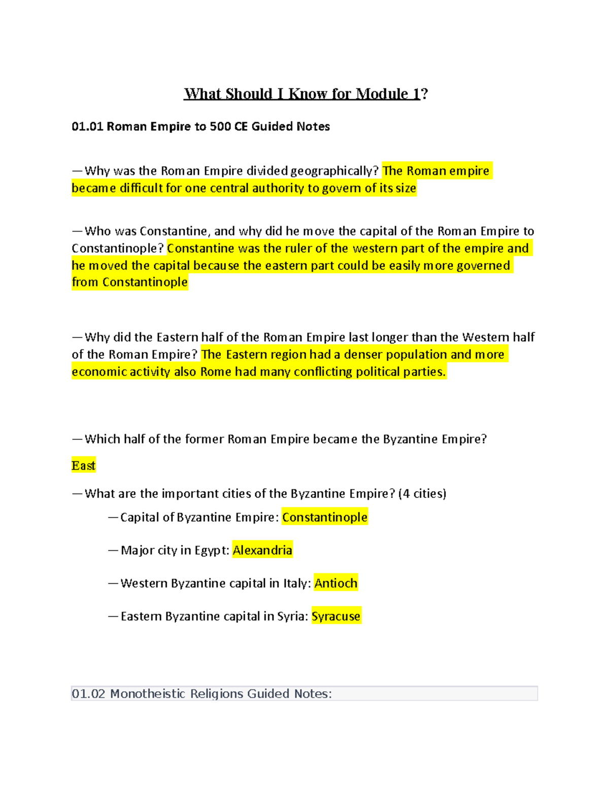 History Module 1 notes complete - What Should I Know for Module 1? 01 ...