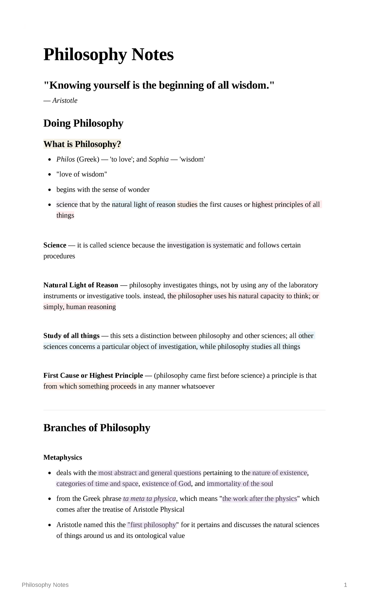 Philosophy Notes - Studocu