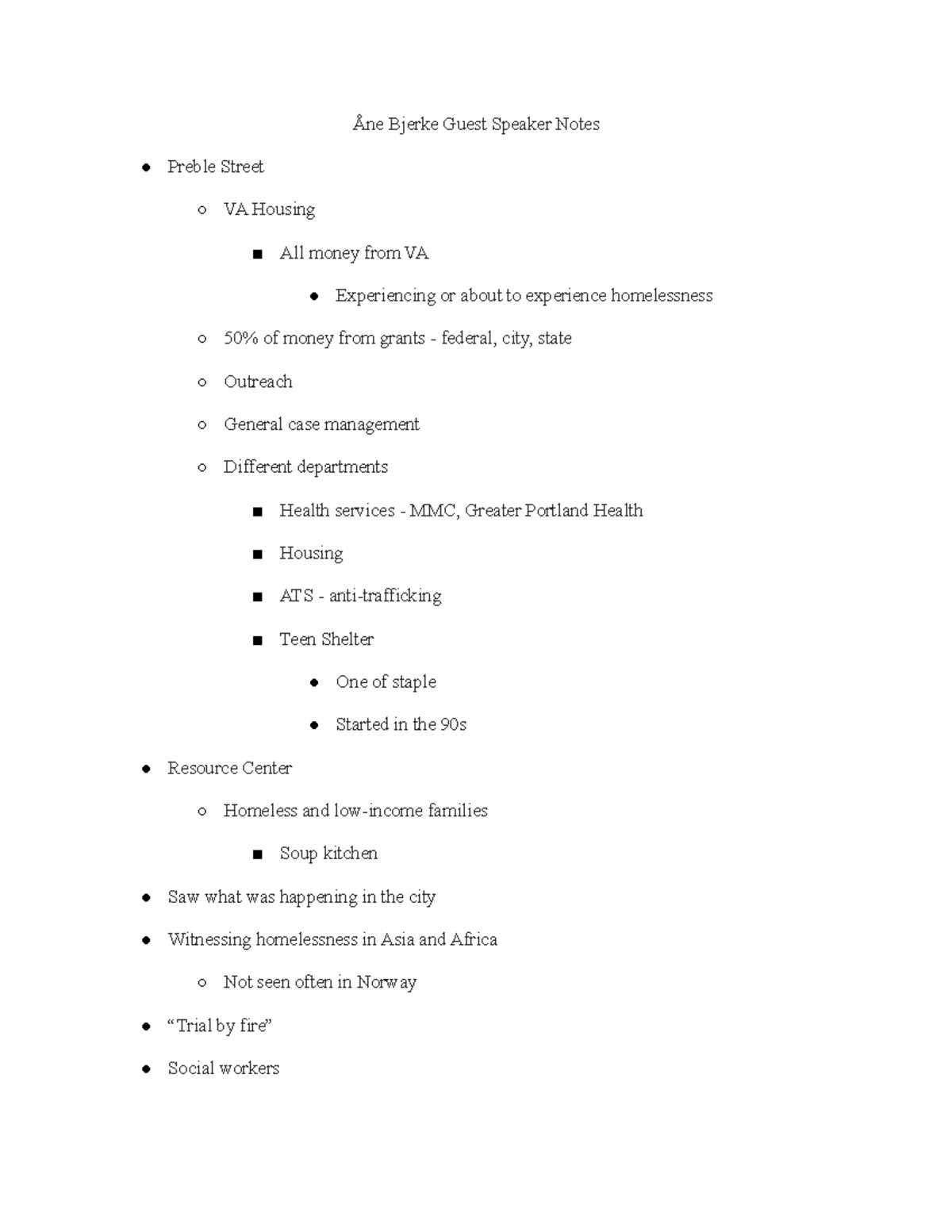 CRM 217 - Åne Bjerke Guest Speaker Notes - Åne Bjerke Guest Speaker ...