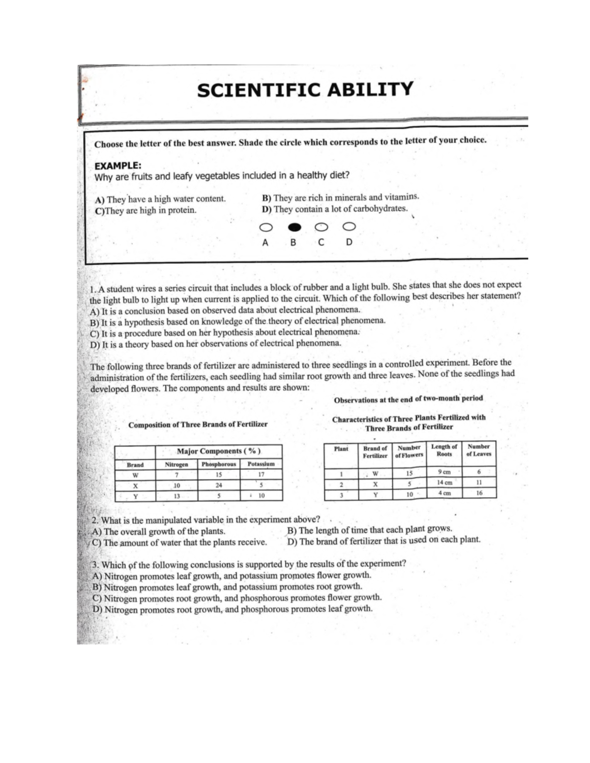 Science-part-1 revs - sghajzn - SCIENTIFIC ABILITY Choose the letter of ...