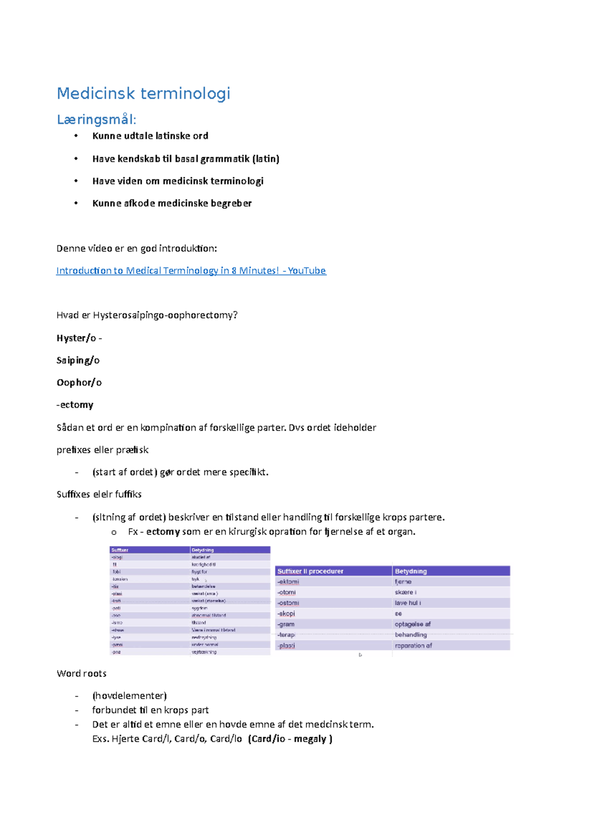 Forberedelse medicinsk terminologi E22 - Medicinsk terminologi ...