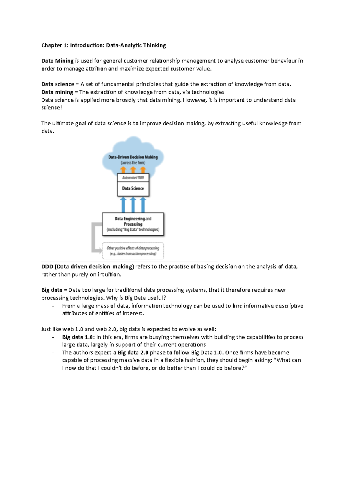 Summary Book BDMA - Chapter 1: Introducion: Data-Analyic Thinking Data ...