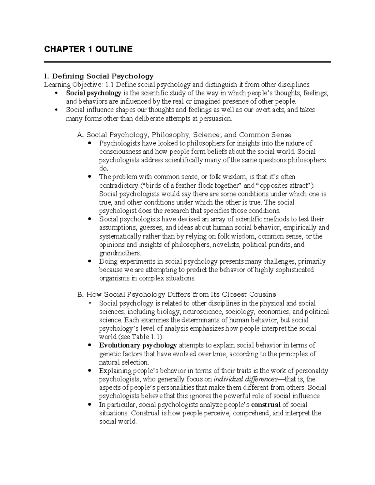 SOC 10e CH 1 Outline - Tagged - CHAPTER 1 OUTLINE I. Defining Social ...