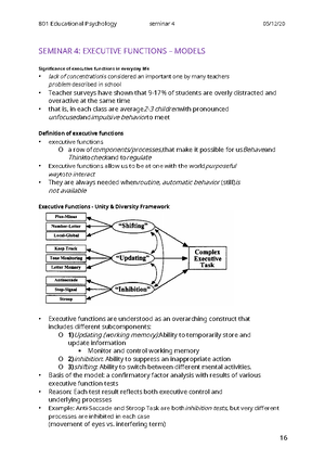 Seminar 5 - Training executive function - SEMINAR 5: EXECUTIVE ...
