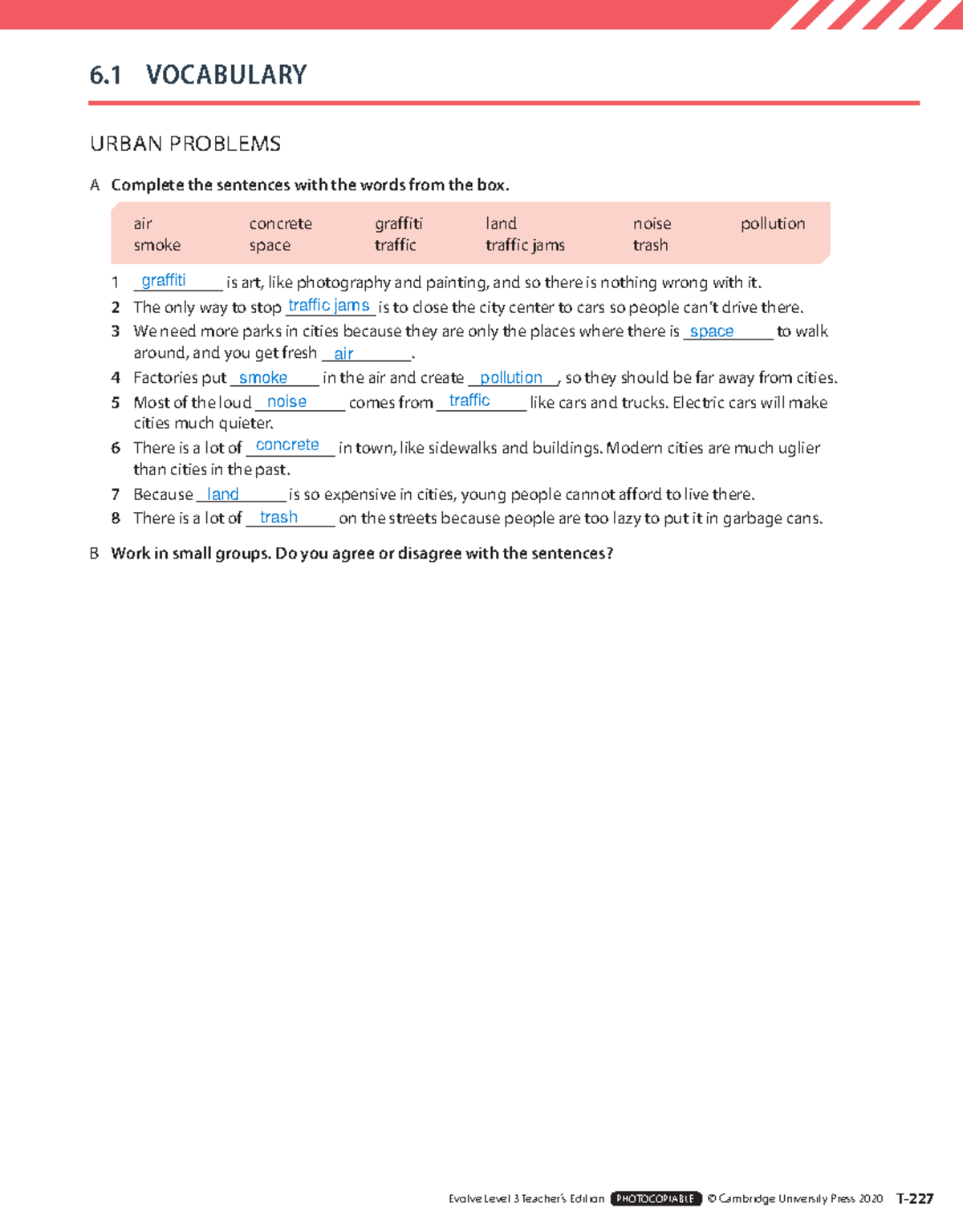 BUS 2.0 Level 3 Lesson Plan 6 Handout 1 - URBAN PROBLEMS A Complete the ...