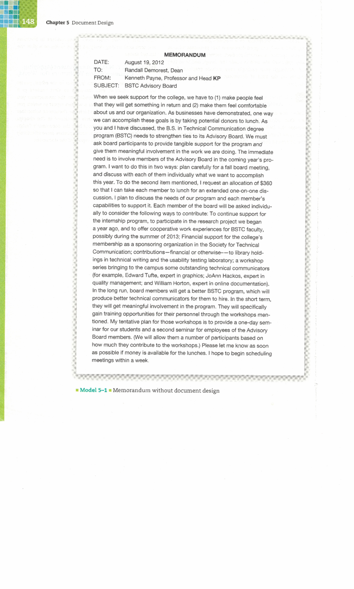 Poorly Organized and Designed Memo - Chapter 5 Document Design ...