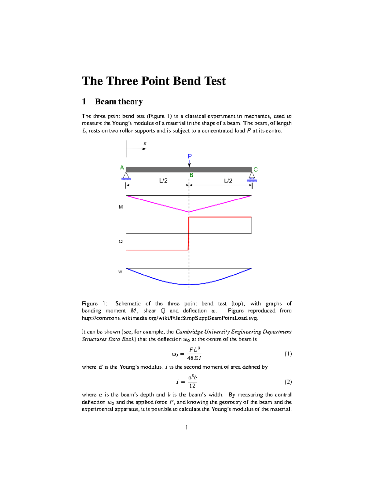 Bend theory - The Three Point Bend Test 1 Beam theory The three point ...