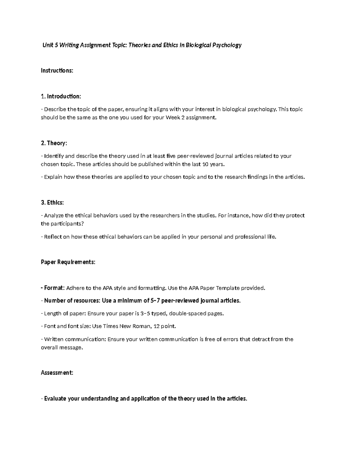 Unit 5 Writing Assignment Detailed Explanation & Content Breakdown ...