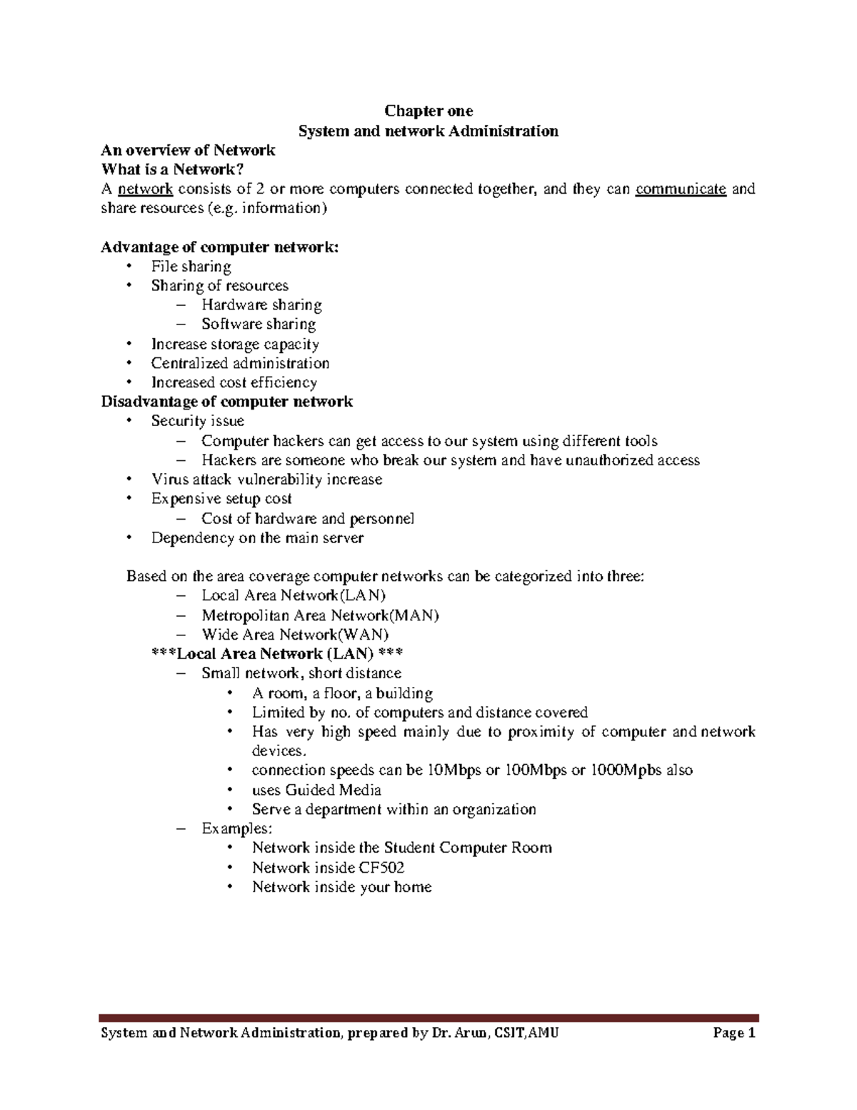 Chapter one System and network Administr - Chapter one System and network Administration An ...