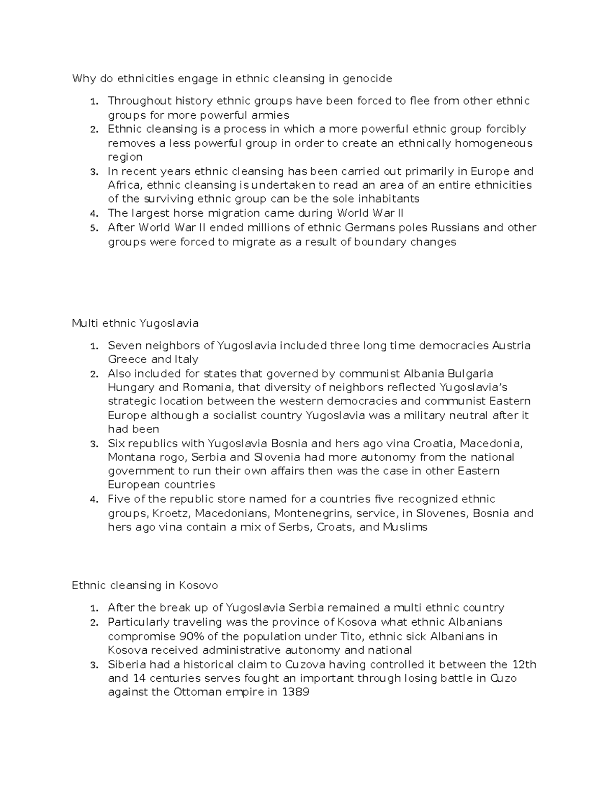 Chapter 7 sec 4 - Why do ethnicities engage in ethnic cleansing in genocide 1. Throughout ...