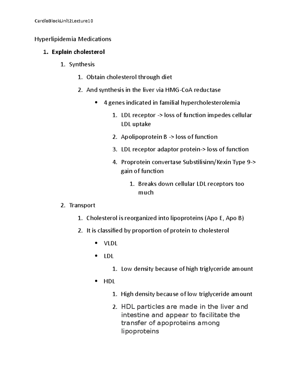 Unit2Lecture 10Hyperlipidemia Medications - Hyperlipidemia Medications ...