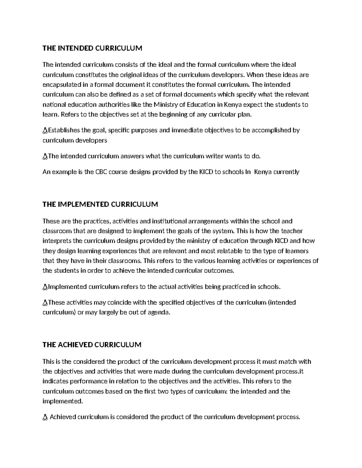 basic concepts in curriculum - THE INTENDED CURRICULUM The intended ...