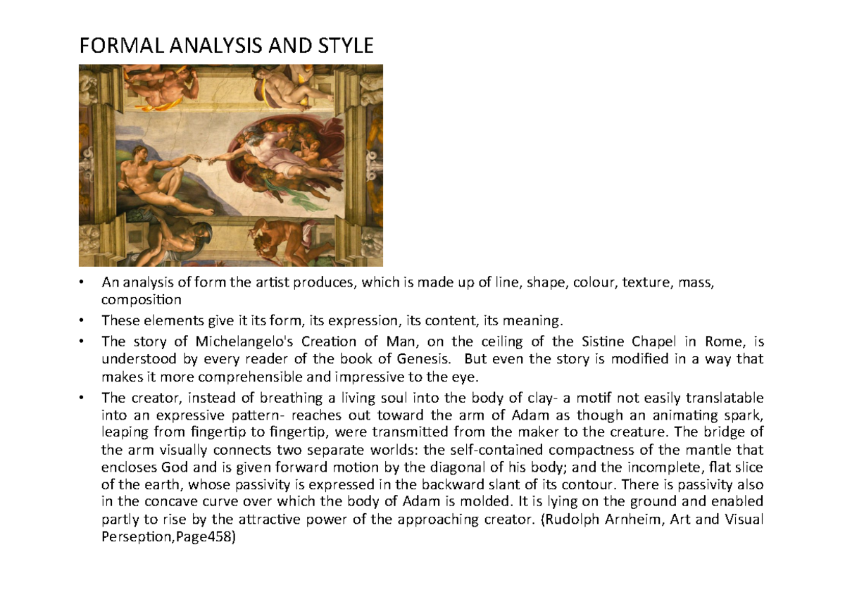 Day2 - help - FORMAL ANALYSIS AND STYLE An analysis of form the ar