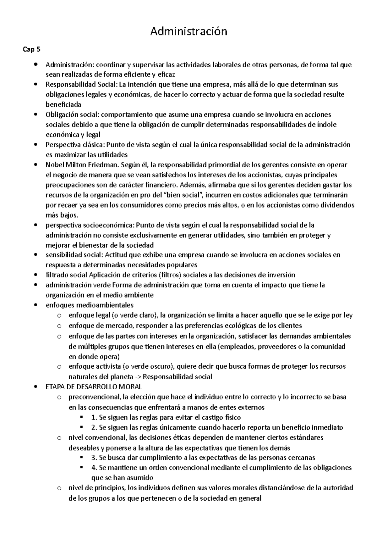 Resumen parcial 1 - Administración Cap 5 Administración: coordinar y ...