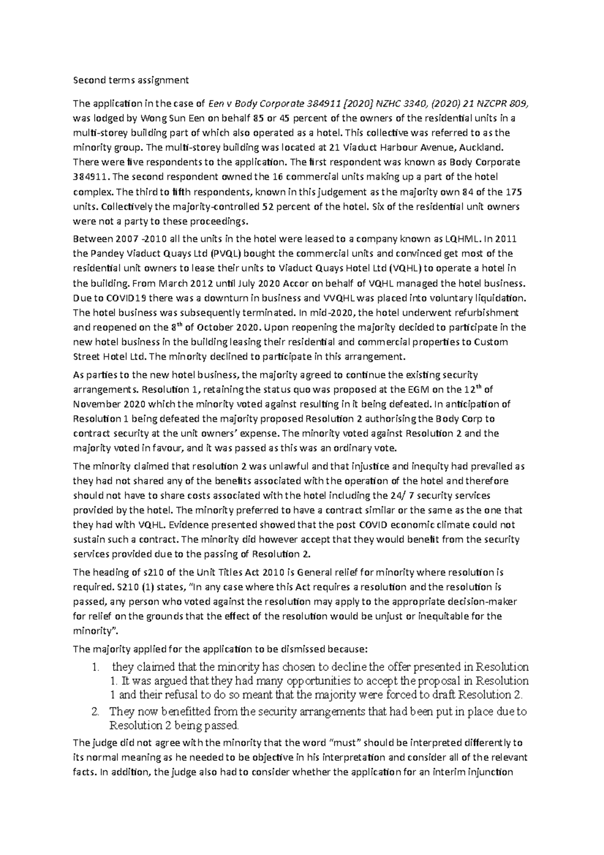 Second terms assignment answer - Second terms assignment The ...