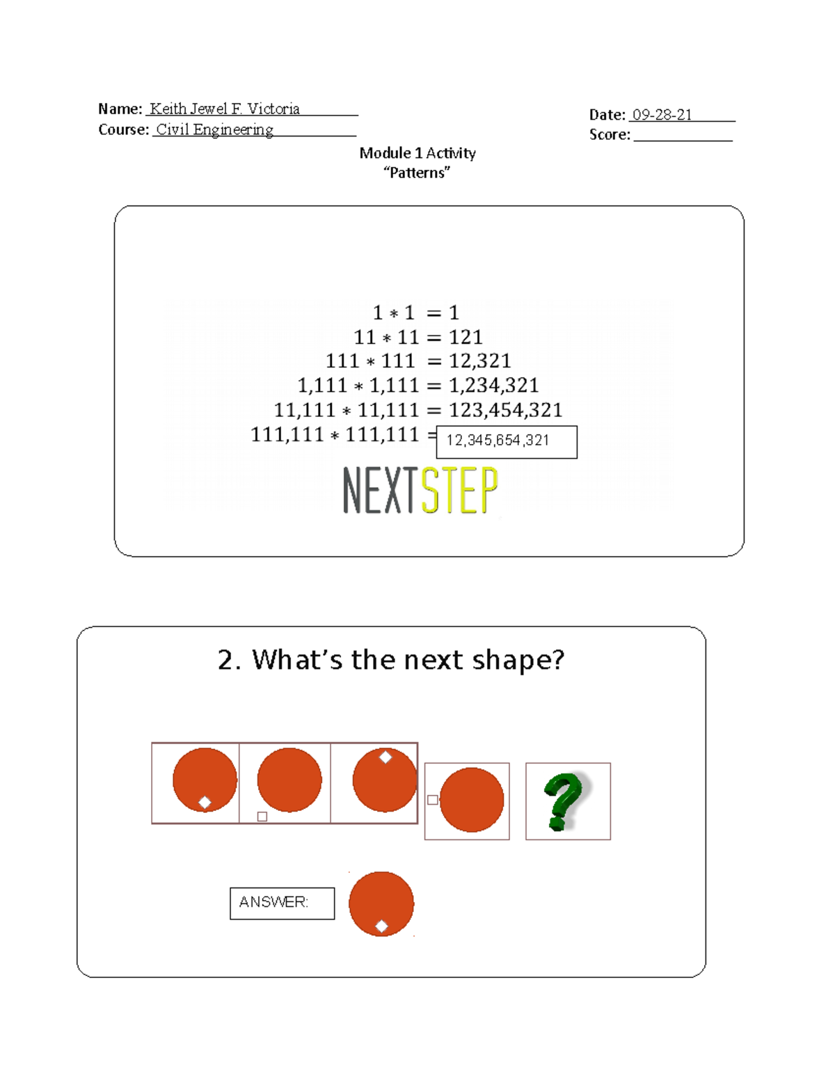Activity-1-Patterns - Activity 1 patterns in the mathematics in the ...