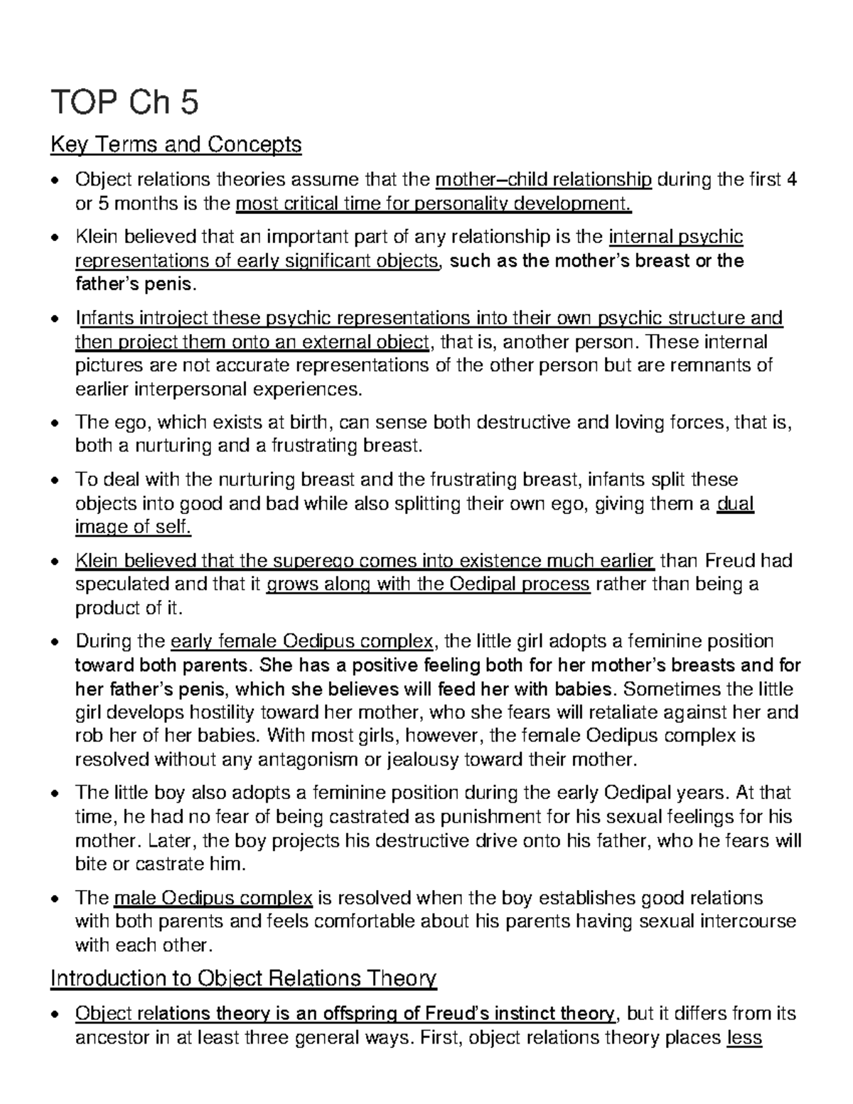 Theories of Personality Ch 5 Notes - PPE 4003 - UNF - Studocu