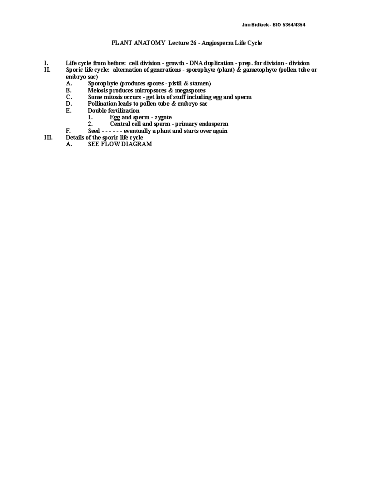 Reproduc - PLANT ANATOMY lecture 2021 - Jim Bidlack - BIO 5354/ PLANT ...