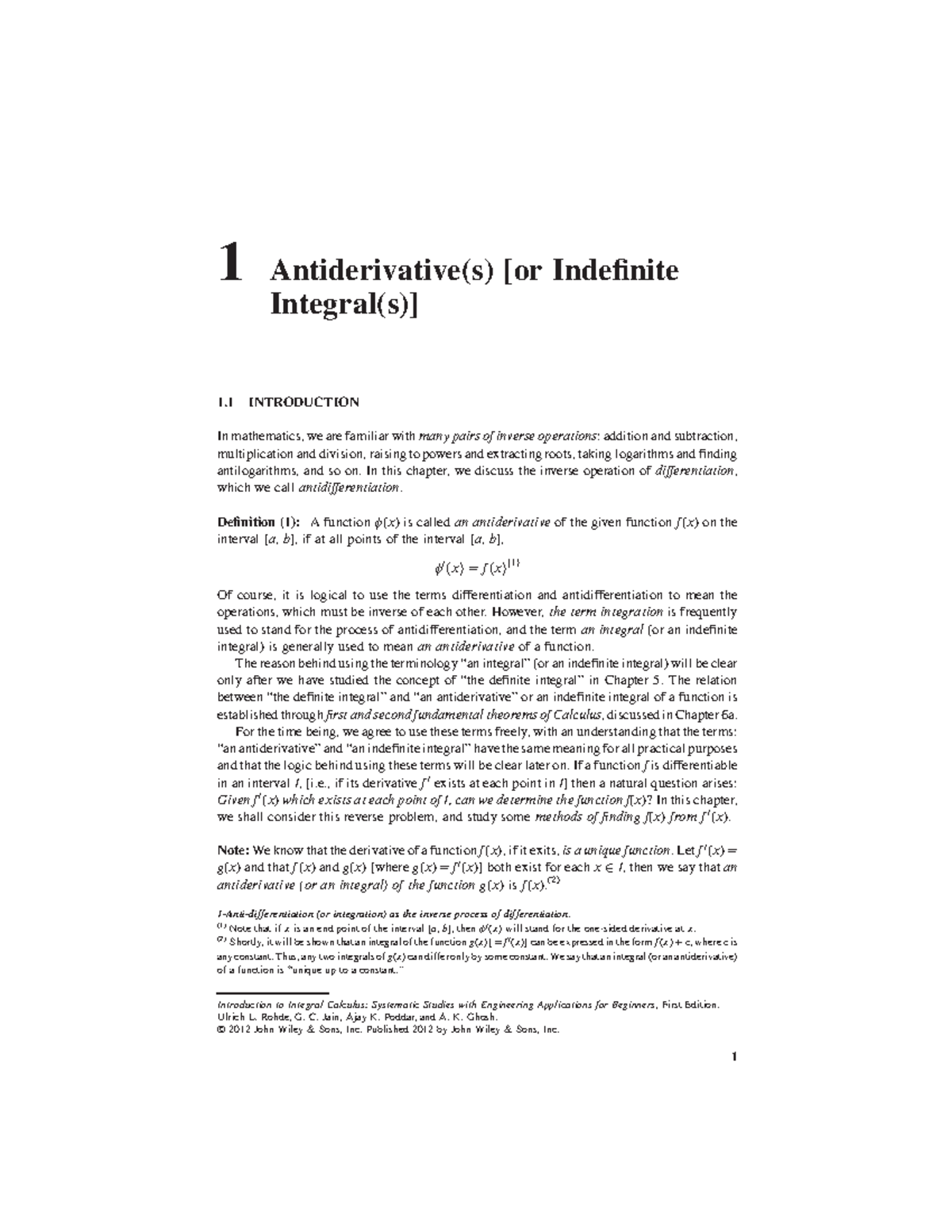 Antiderivative - In this chapter, we discuss the inverse operation of ...