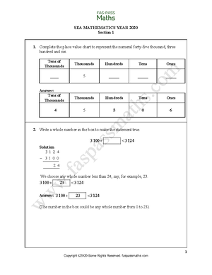 SEA Maths 2024 Past Paper Solutions - faspassmaths SEA MATHEMATICS 2024 ...