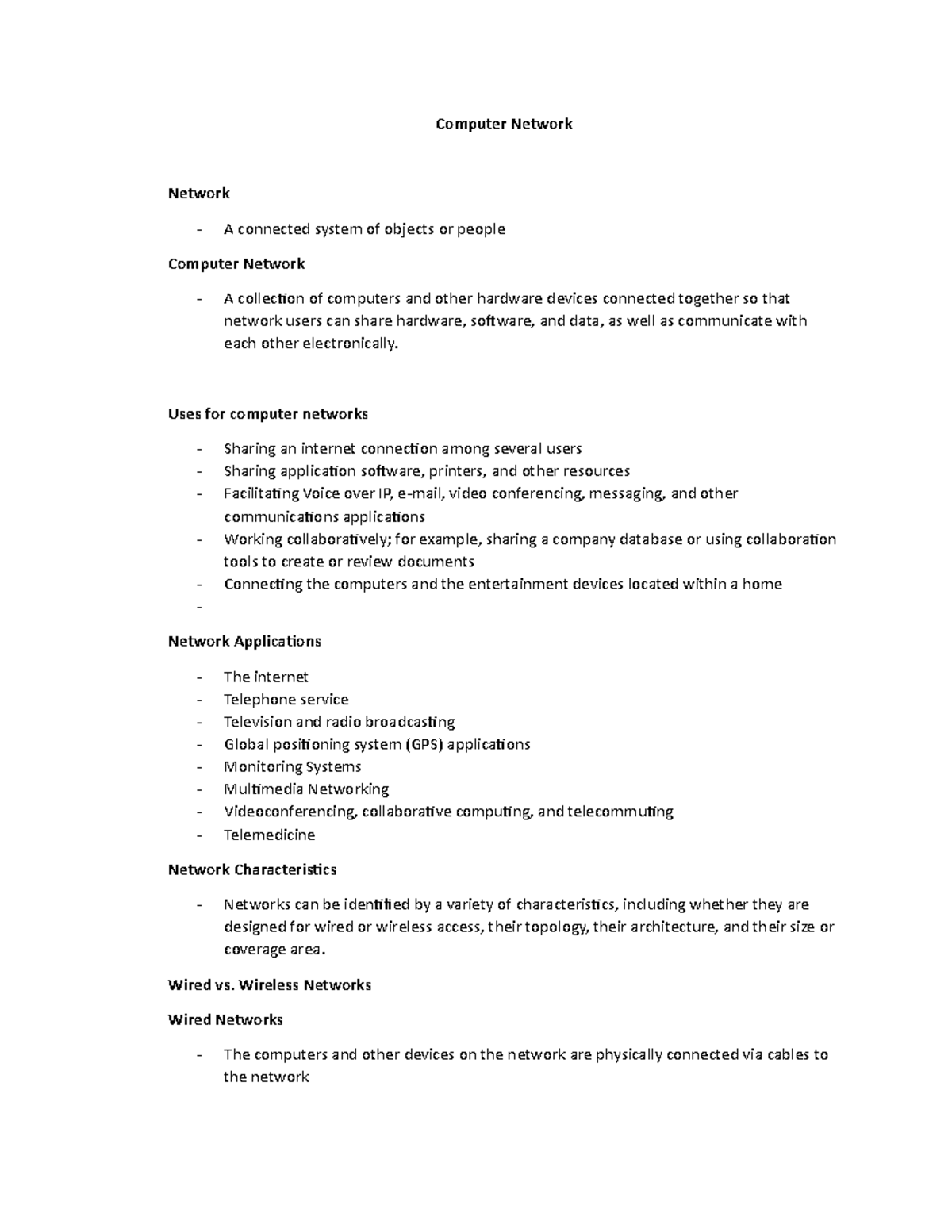 Computer Network - Computer Network Network A connected system of ...