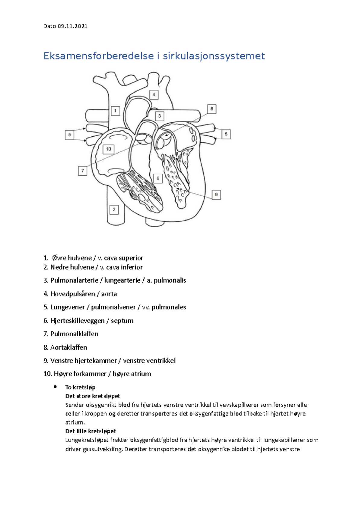 Eksamensforberedelse-i-sirkulasjonssystemet - Eksamensforberedelse i sirkulasjonssystemet 1 ...