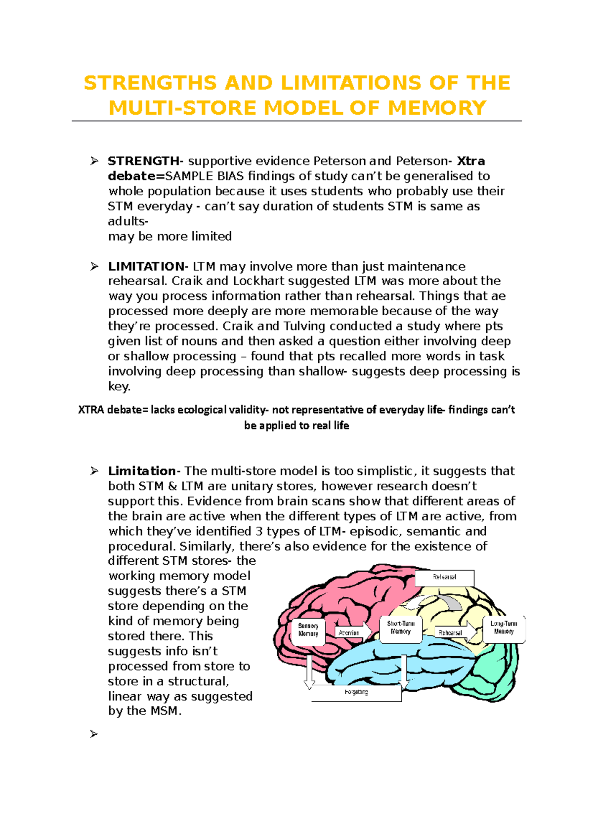 Strengths AND Limitations OF THE MSM - STRENGTHS AND LIMITATIONS OF THE ...