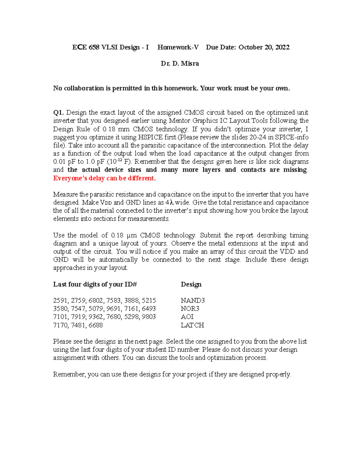 HW-5 f2022 - homework questions - ECE 658 VLSI Design - I Homework-V ...