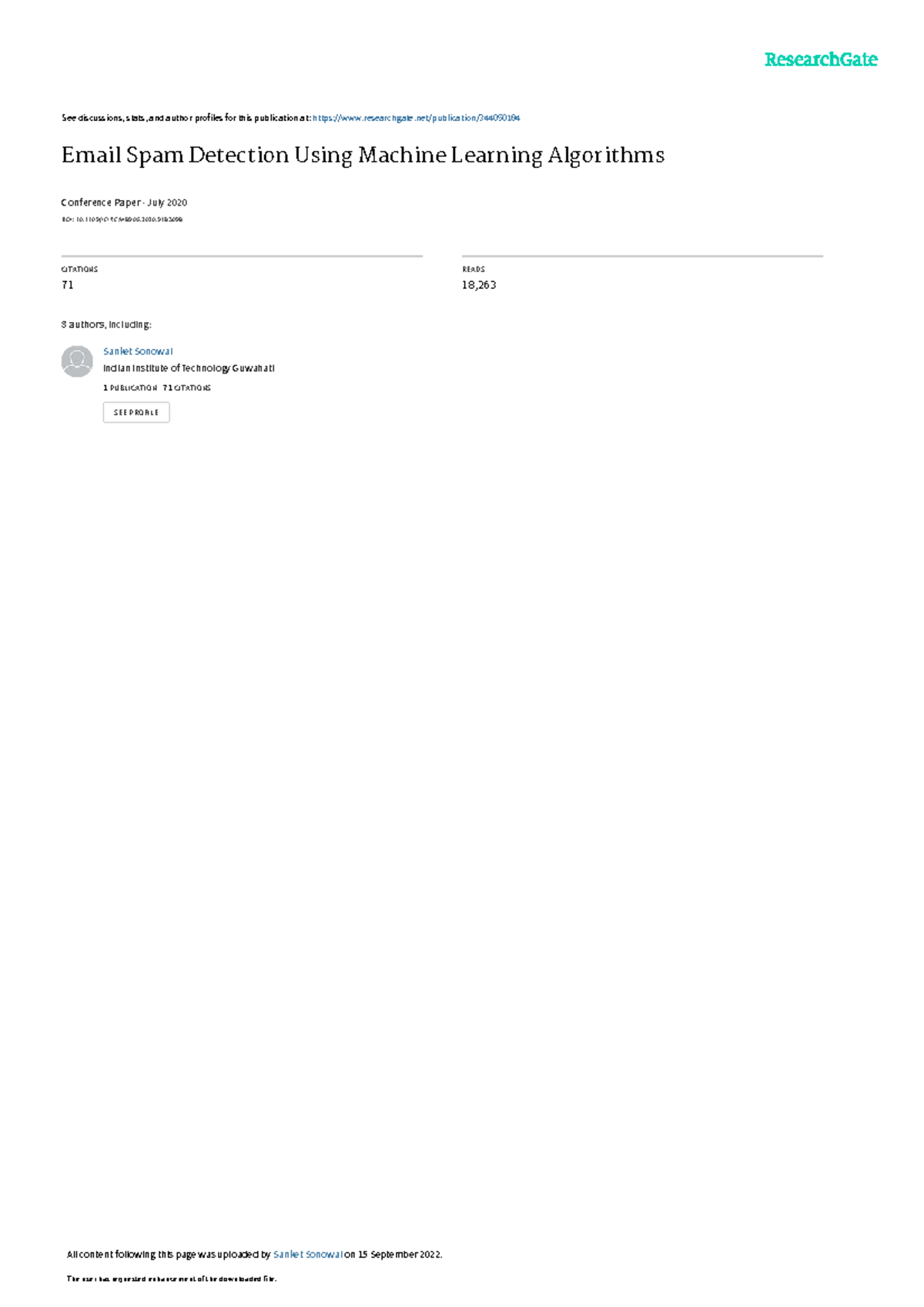 Email Spam Detection Using Machine Learning Algorithms See