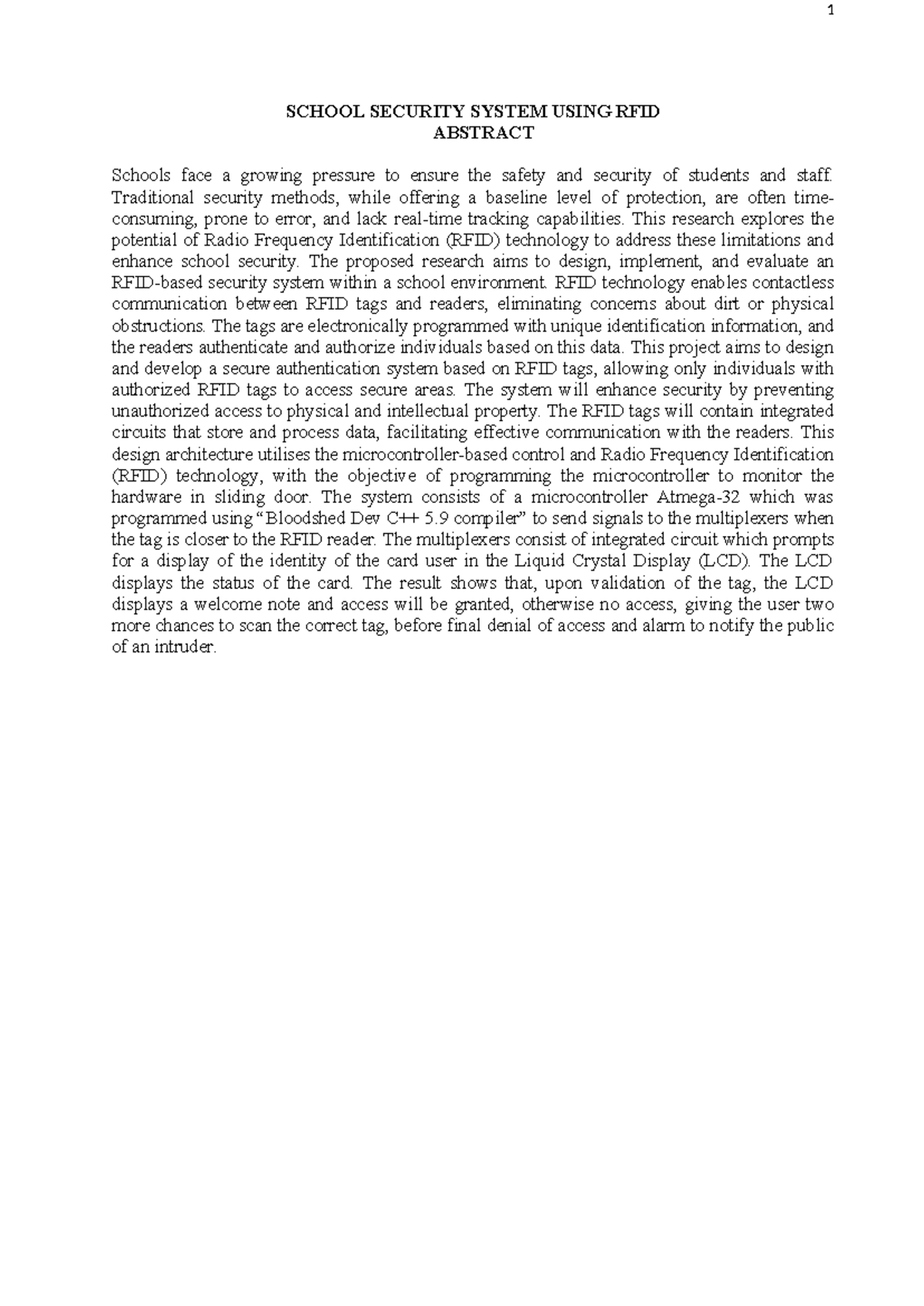 School Security System Using RFID - SCHOOL SECURITY SYSTEM USING RFID ...