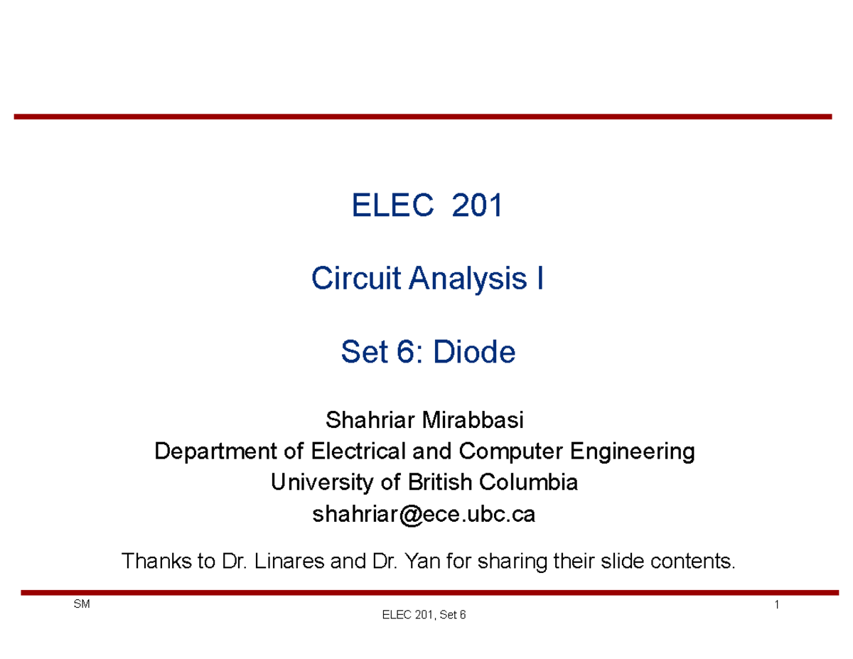 Elec201 Set6 - SM ELEC 204, Set 8 ELEC 204 Linear Circuits Set 8 ...