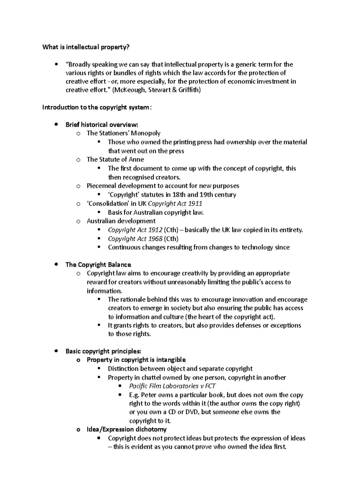 Copyright Law - Lecture note 1-13 - What is intellectual property ...