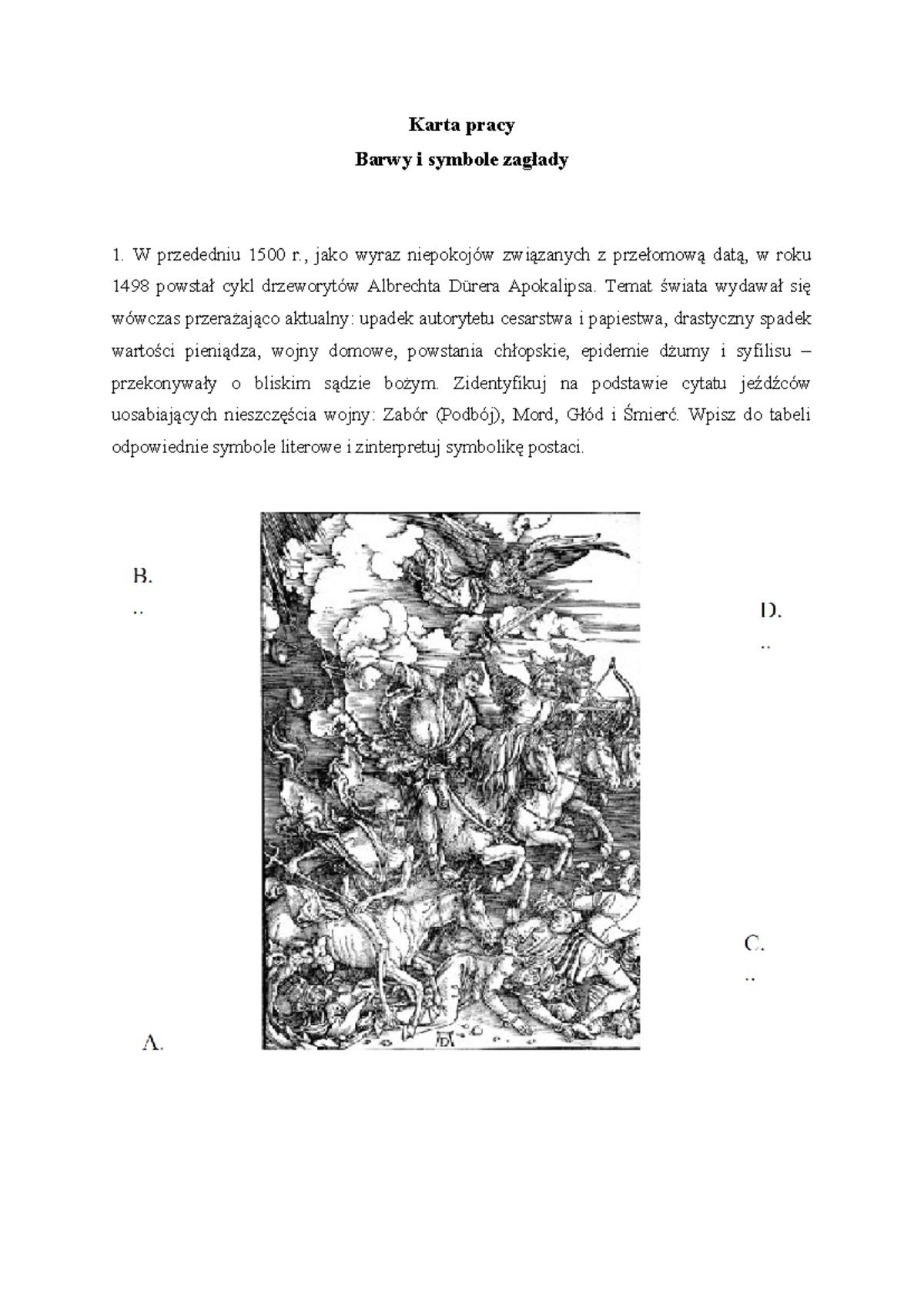 Karta Pracy - Apokalipsa - Karta pracy Barwy i symbole zagłady 1. W ...