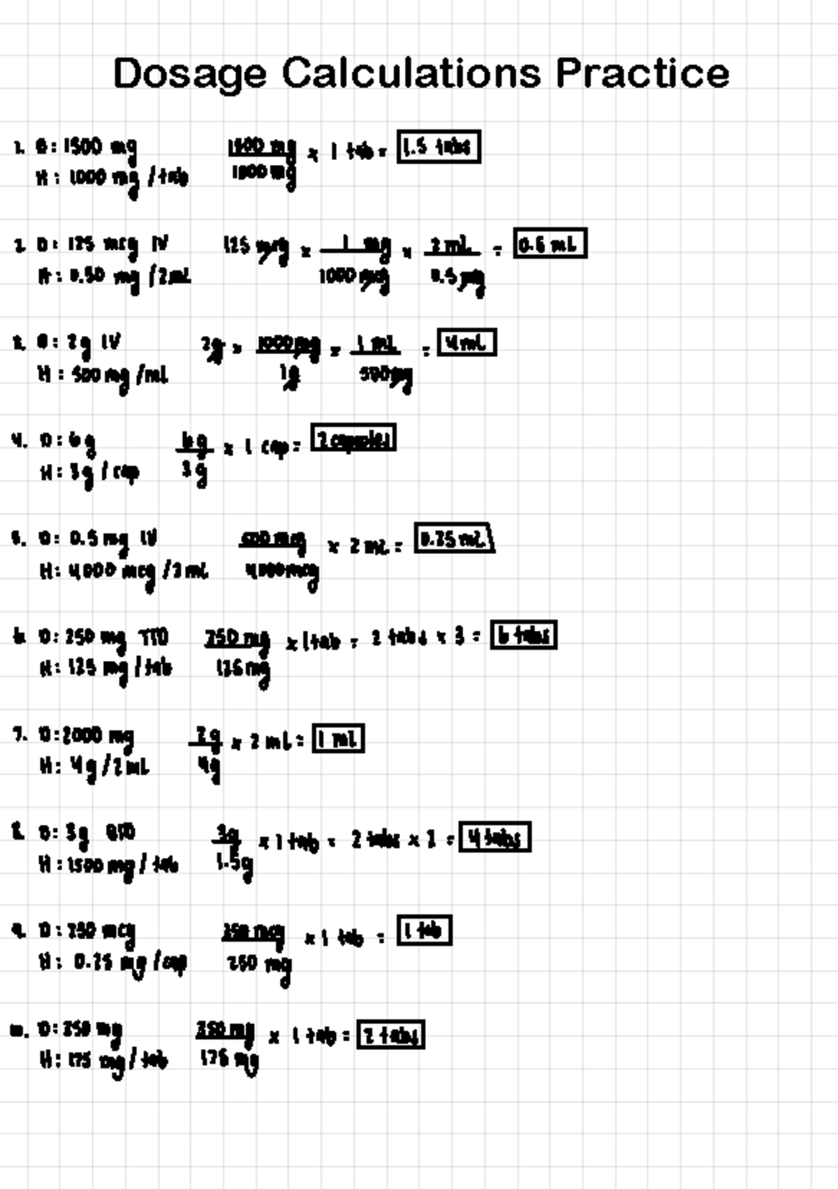Practice Problems - Chemistry 101 - Dosage Calculations Practice - Studocu