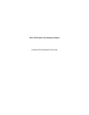 MAT 243 Project Two Summary Report - MAT 243 Project Two Summary Report ...