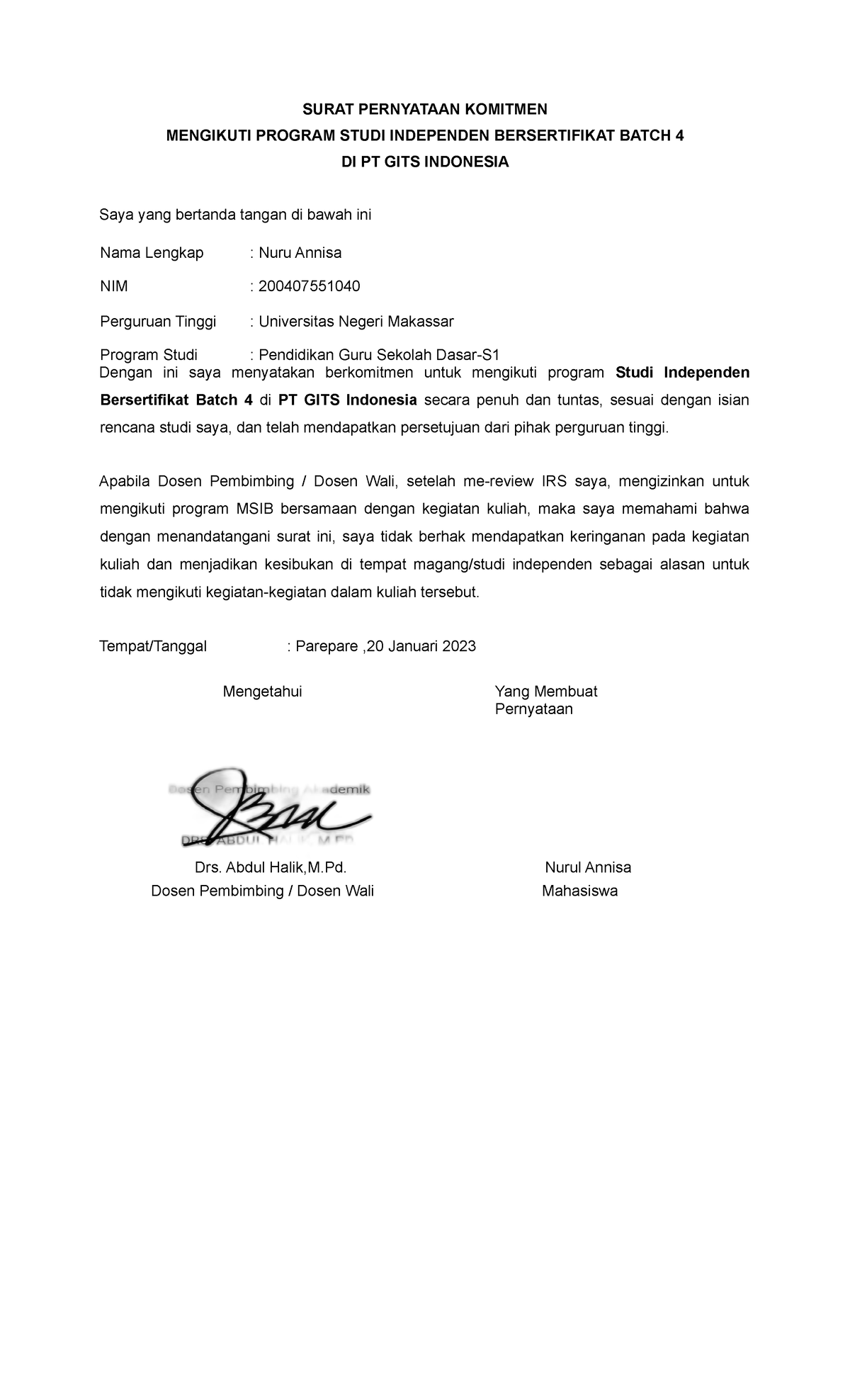 SPKM-MSIB-4 - Sangat bermanfaat - SURAT PERNYATAAN KOMITMEN MENGIKUTI ...