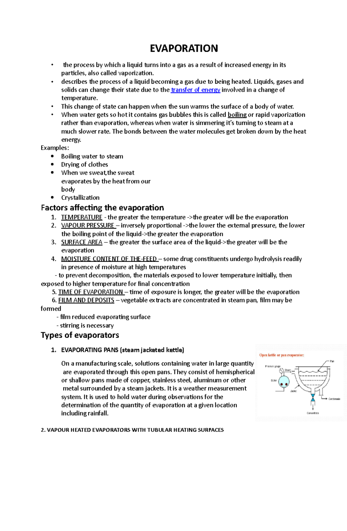 Evaporation, Humidity Measurement AND Condensation - EVAPORATION the ...