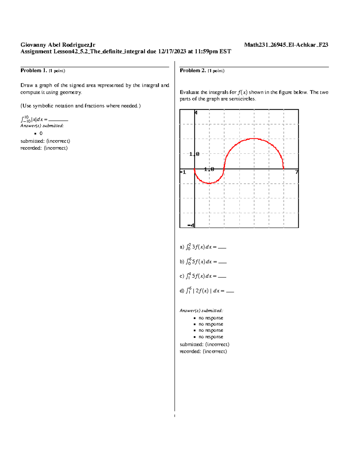 math 230(0000000000) - Giovanny Abel RodriguezJr Math231 26945 El ...